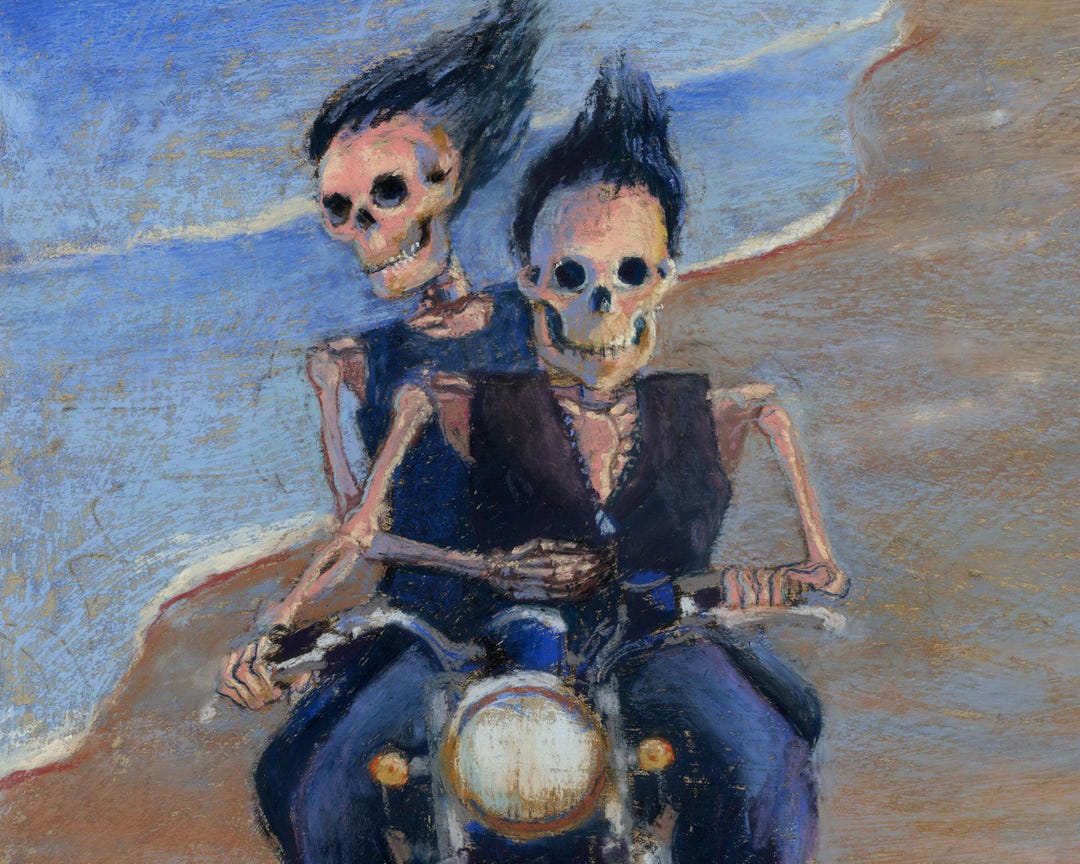 Bone to Be Wild Skeleton Art Greeting Card - Marie Marfia Fine Art ...