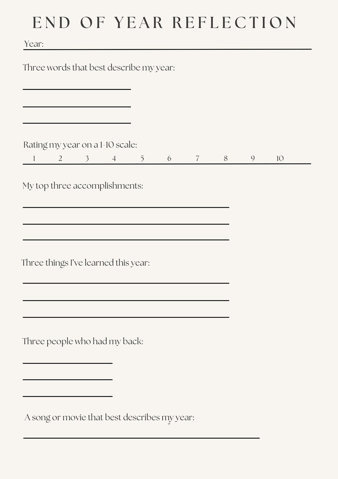 2023 Year End Reflection Printable End of Year Reflection - Etsy