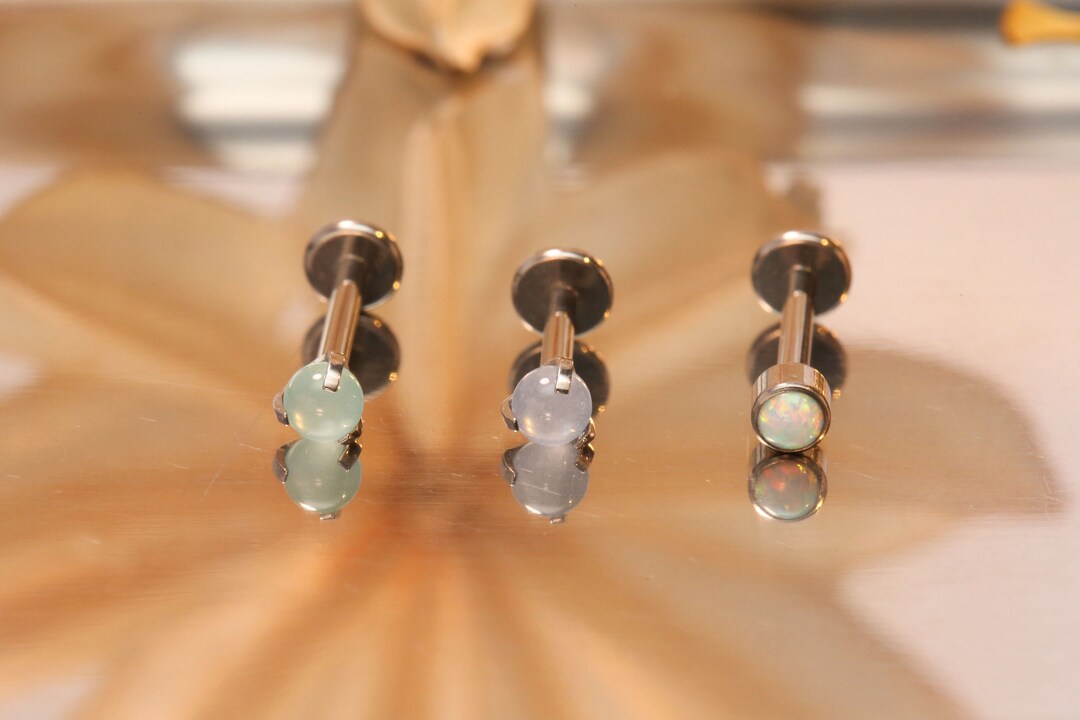 Vertical Labret Bridge Lip Piercing Labret Studs With Opal /imitation ...