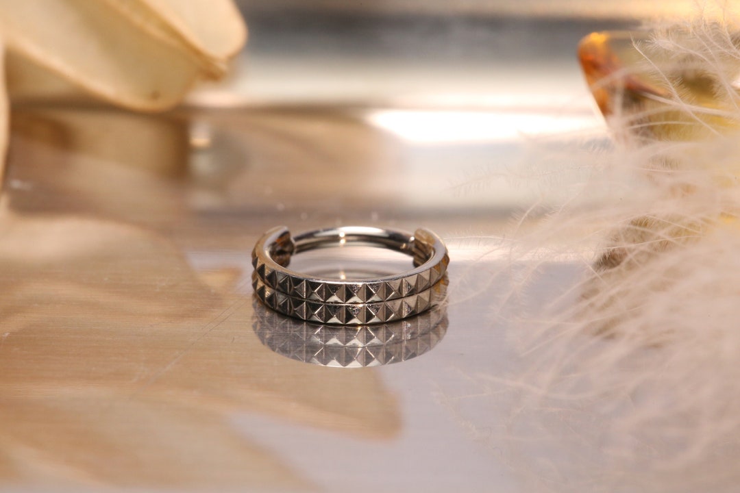 Nose Rings Hoop Double Layered Pyramid Septum Jewelry 16G Cartilage ...