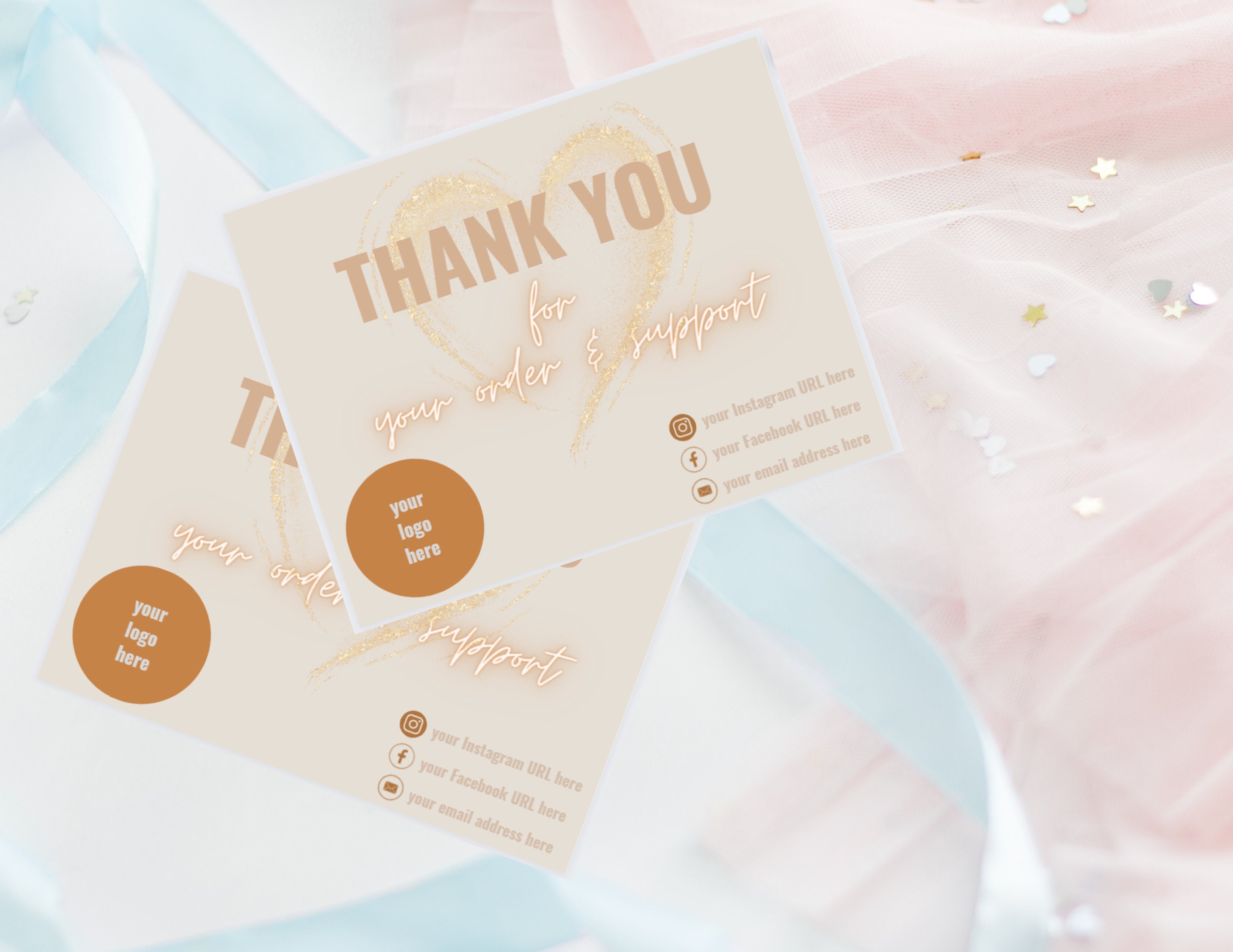 Editable Thank You Card, Printable Modern Thanks for Your Purchase Card ...