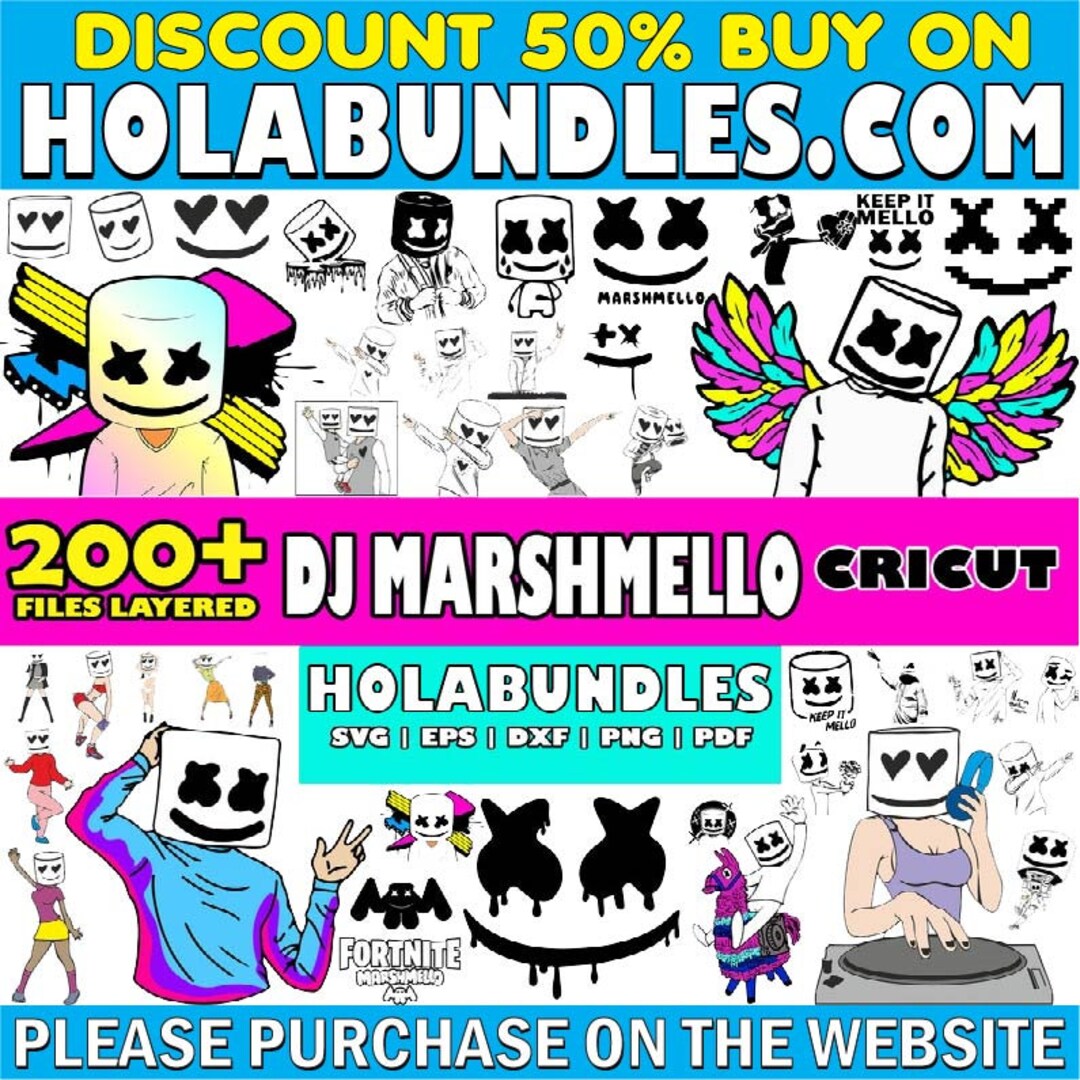 Marshmallow Svg, Dj Marshmello Svg for Cricut, Marshmello Font ...