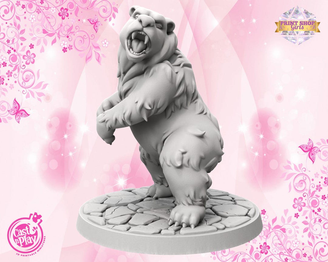 Yawning Bear Miniature | Grizzly Bear Standing | Cute Animal Figure ...