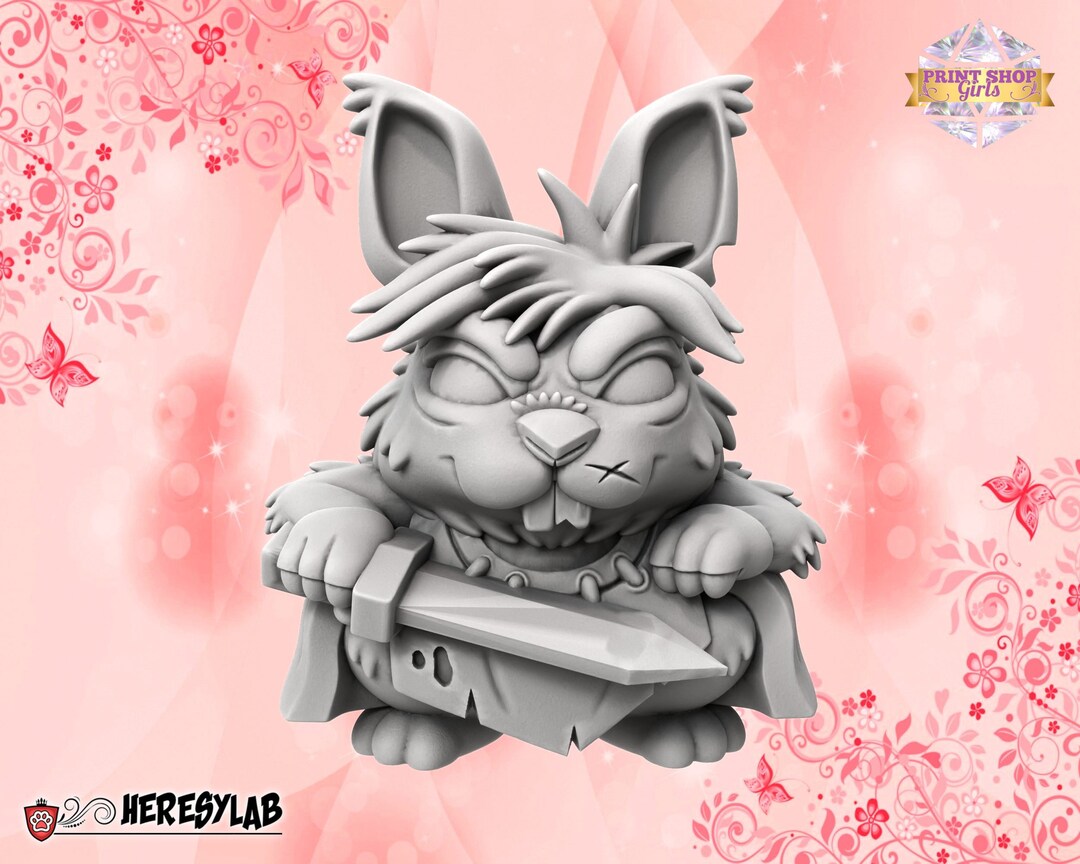 Rabbit Fighter With Sword Miniature | Cute Animal Adventurer Figure ...