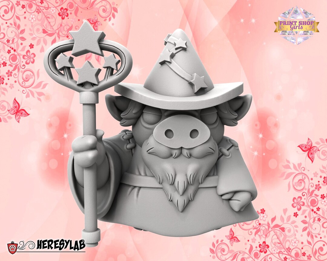 Pig Wizard Miniature Cute Chibi Animal Wizard Figure Fantasy DIY Gift ...