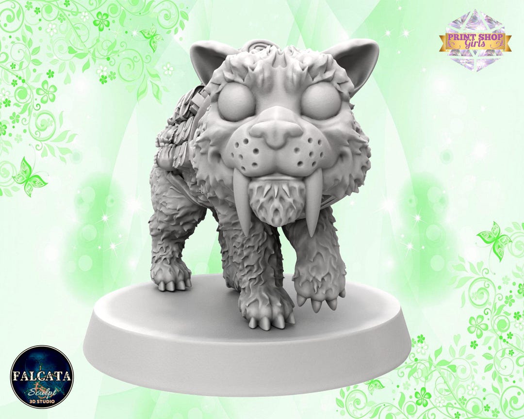 Saber-toothed Tiger Miniature Cute Prehistoric Fantasy Figure Little ...