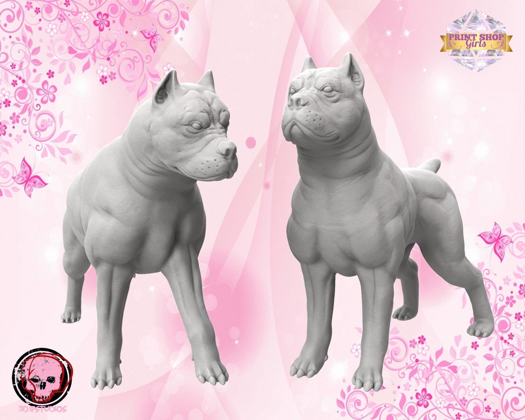 Pitbull Miniature Set Fighting Dog Figure Special Animal Gift Keepsake ...