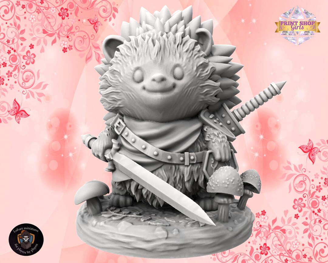 Hedgehog Fighter Miniature | Cute Forest Animal Adventurer Figure ...
