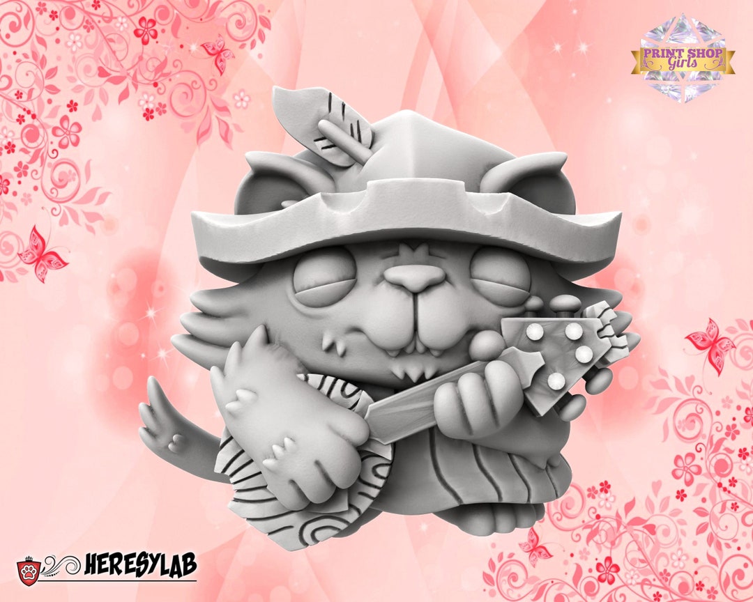 Cat Bard Miniature Cute Chibi Animal Adventurer Figure Set DIY Animal ...