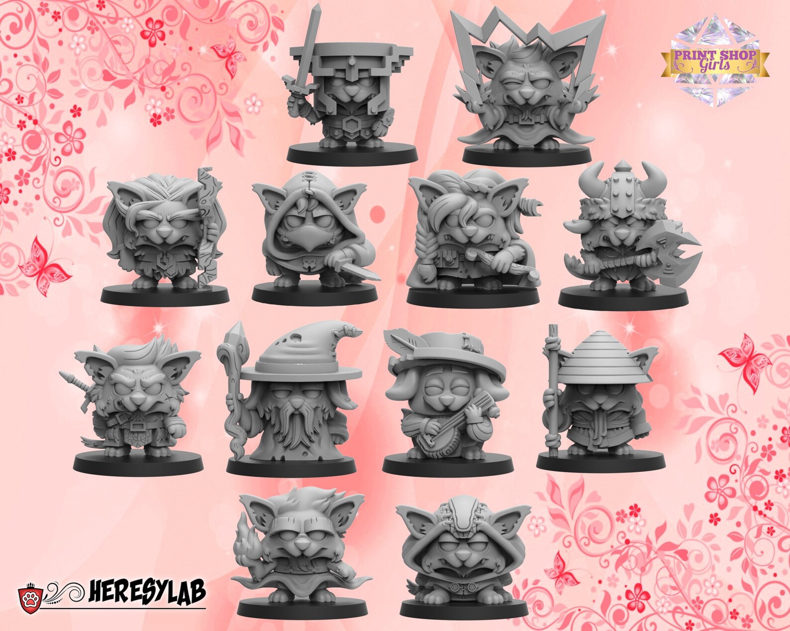 Wolf Dog Warlock Miniature | Cute Chibi Animal Adventurer Figure ...