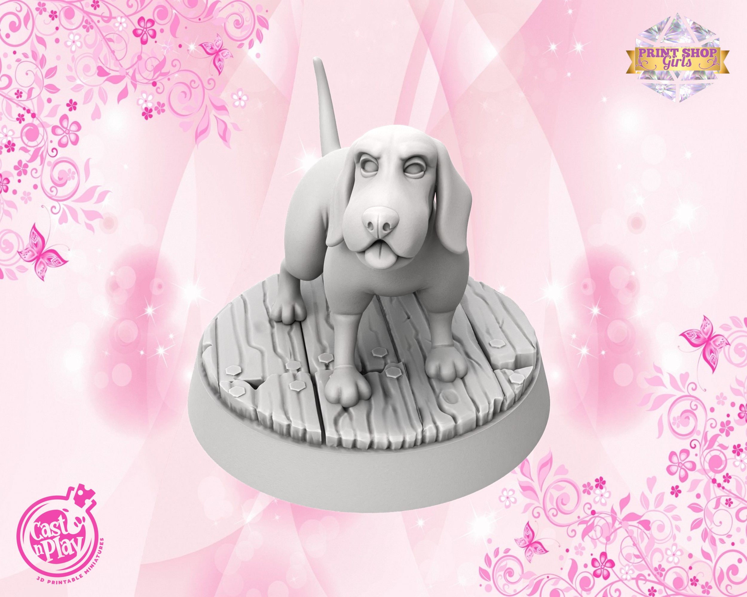 Friendly Beagle Miniature Cute Dog Figurine Special Fantasy Gift 3D ...