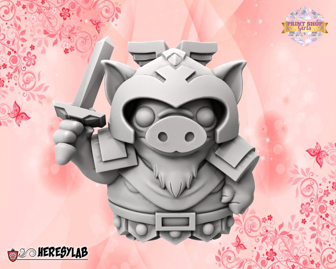 Pig Knight Miniature | Cute Chibi Animal Paladin Figure | Fantasy DIY ...