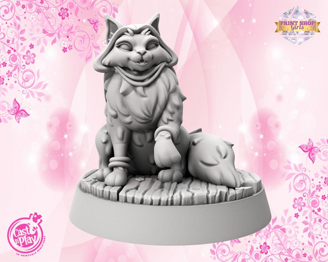 Cat Warlock Miniature Wizard Maincoon Cat Figure Cute Animal Figure 3D ...