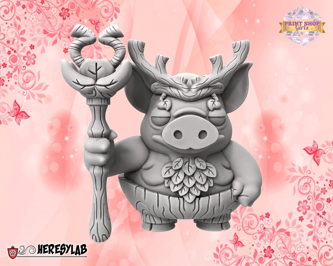 Pig Druid Miniature | Cute Chibi Animal Adventurer Figure | Fantasy DIY ...