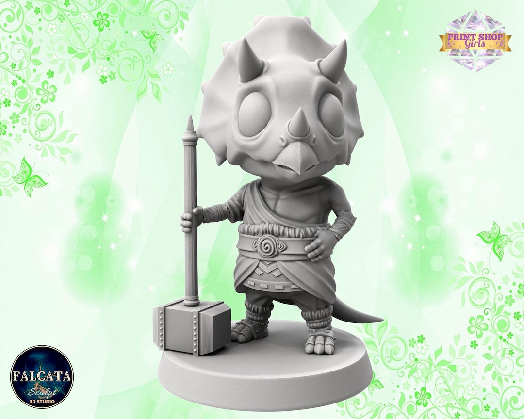 Triceratops Barbarian Miniature | Dino Fantasy Figure | Little Hero ...