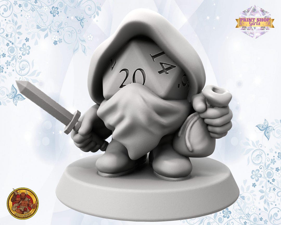 Rogue Thief Miniature Little D20 Rogue Miniature Fantasy Dice Hero ...