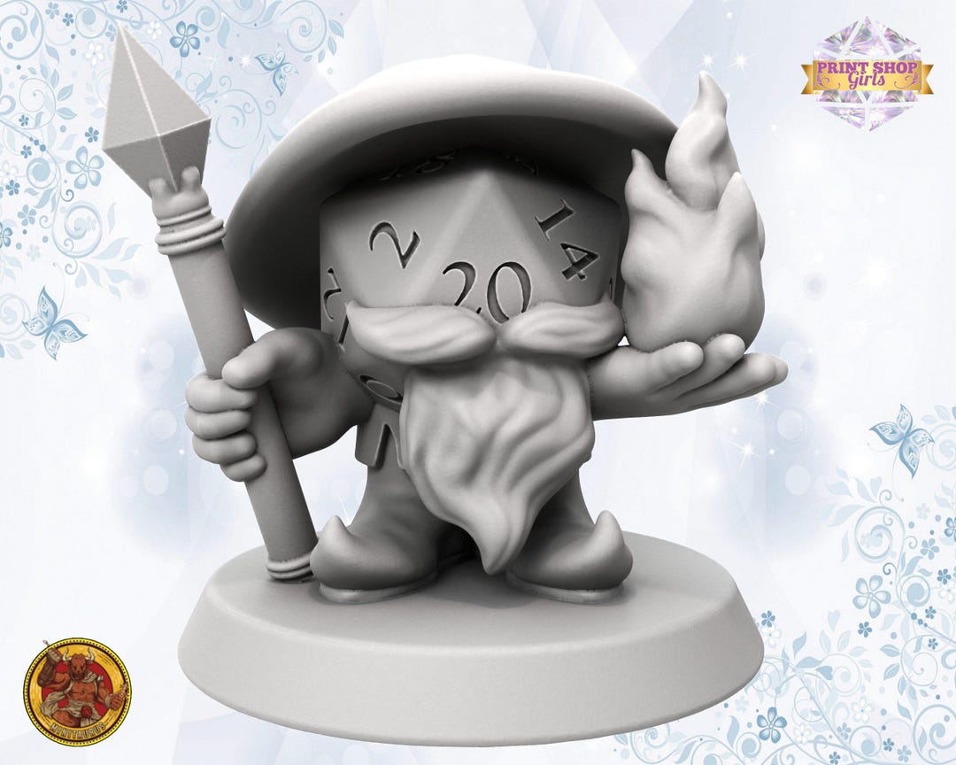 Wizard Miniature Little D20 Wizard Miniature Fantasy Dice Hero Figure ...