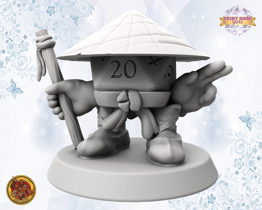 Melee Fighter Miniature Little D20 Monk Miniature Fantasy Dice Hero ...