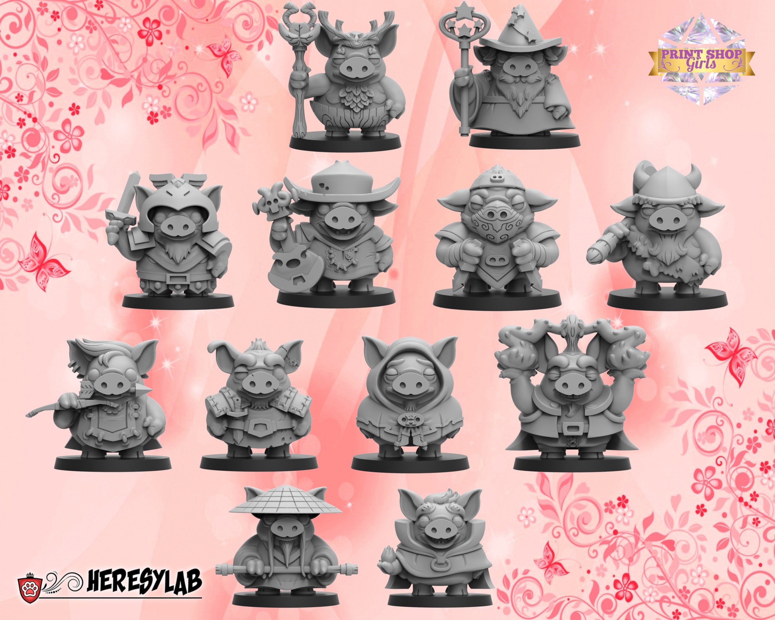 Pig Barbarian Miniature | Cute Chibi Animal Adventurer Figure | Fantasy ...