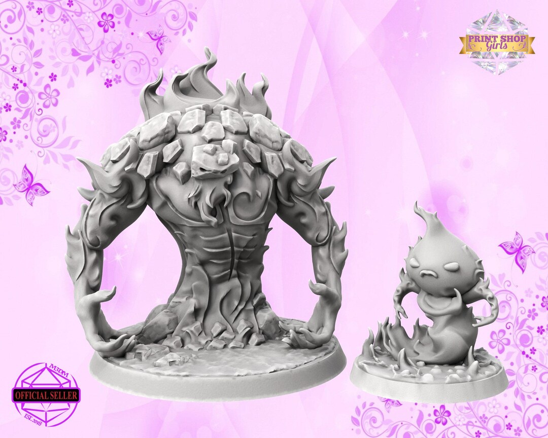 Fire Elemental Dad and Child Miniature Cute Fantasy Figure Special DIY ...