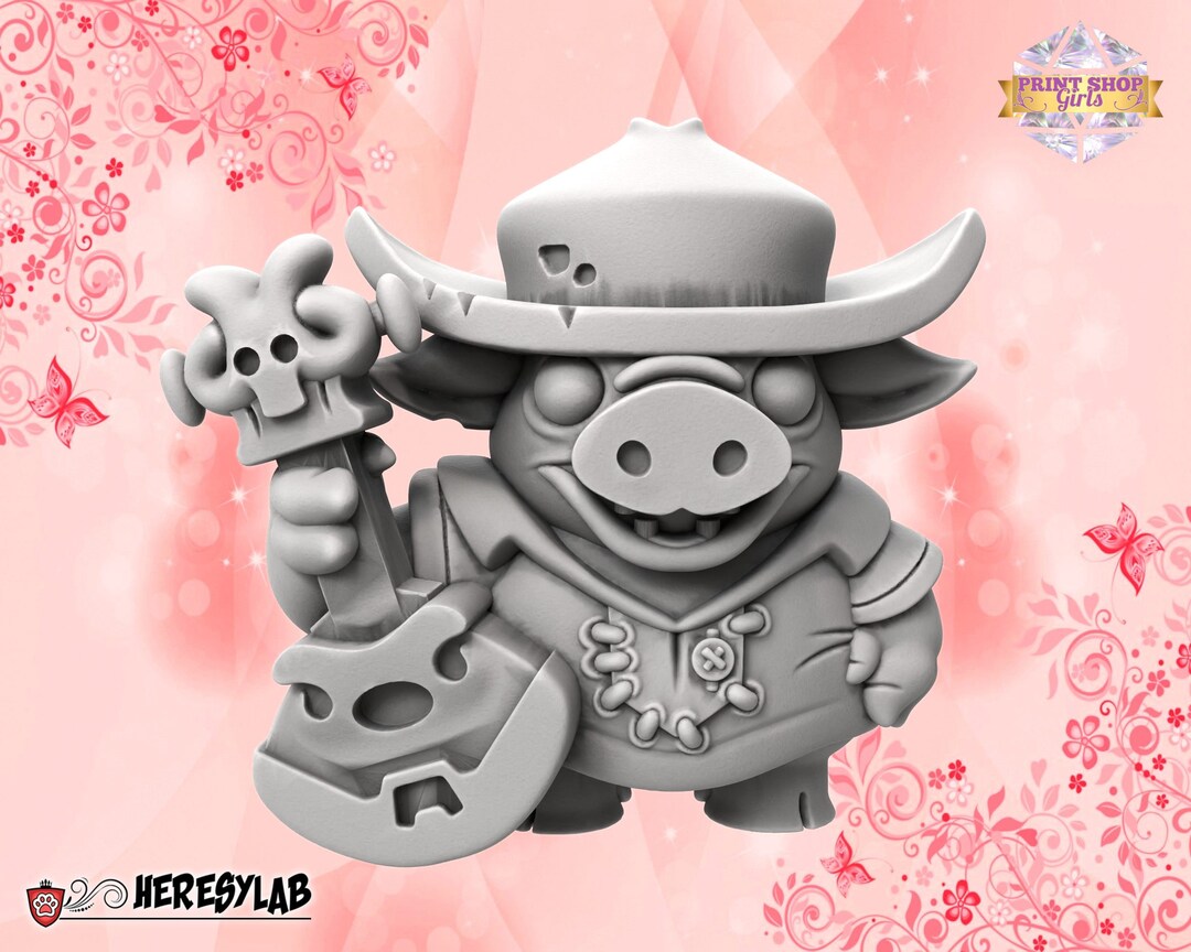 Pig Musician Miniature | Cute Chibi Animal Adventurer Figure | Fantasy ...