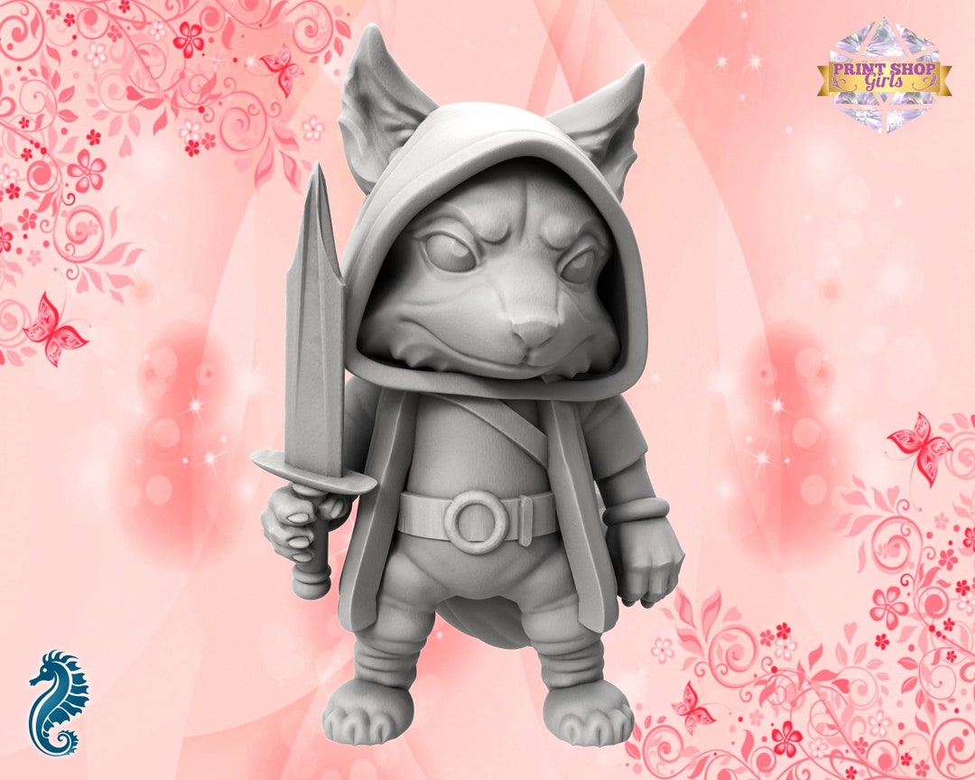 Fox Rogue Miniature Cute Animal Adventurer Figure Fantasy DIY Gift 3D ...