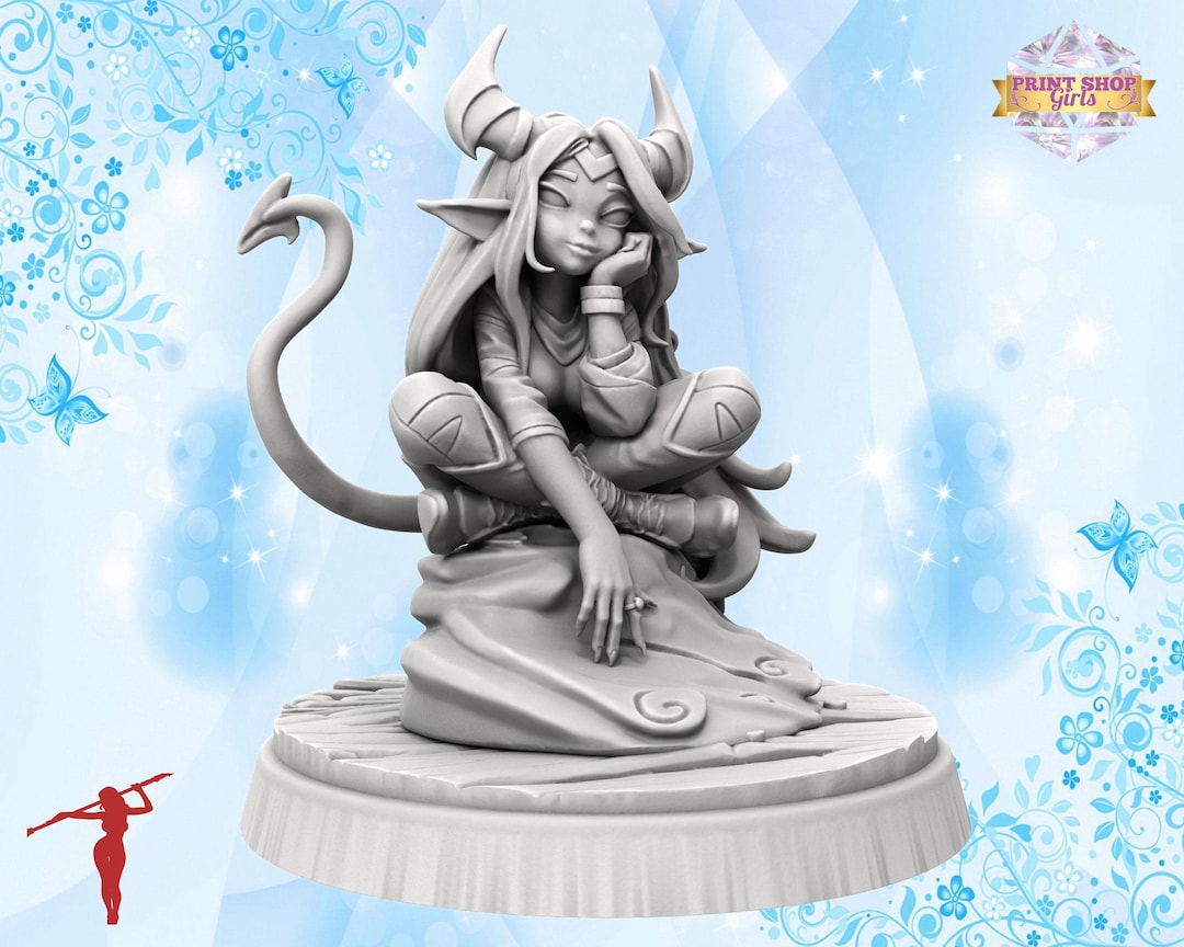 Bored Tiefling Lily Miniature | Young Chibi Girl Figure | Marvelous ...
