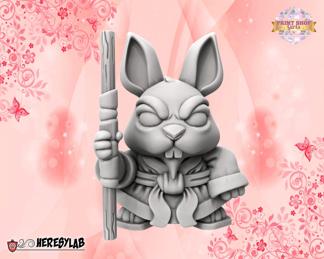 Rabbit Monk Master Miniature Cute Chibi Animal Adventurer Figure ...