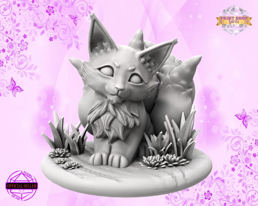 Five-tailed Cat Miniature Fantasy Kitsune Figure Special DIY Gift 3D ...