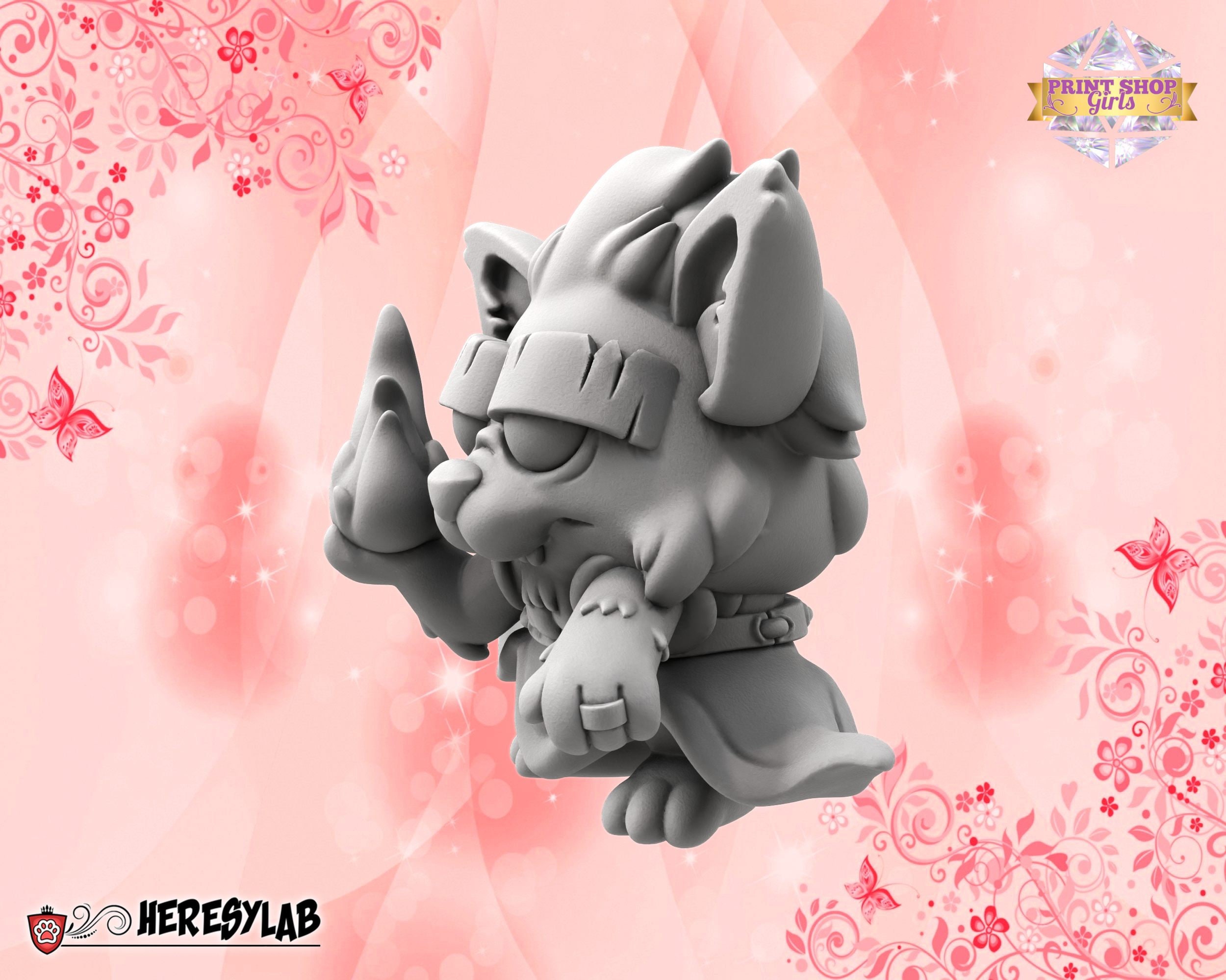 Wolf Dog Warlock Miniature | Cute Chibi Animal Adventurer Figure ...