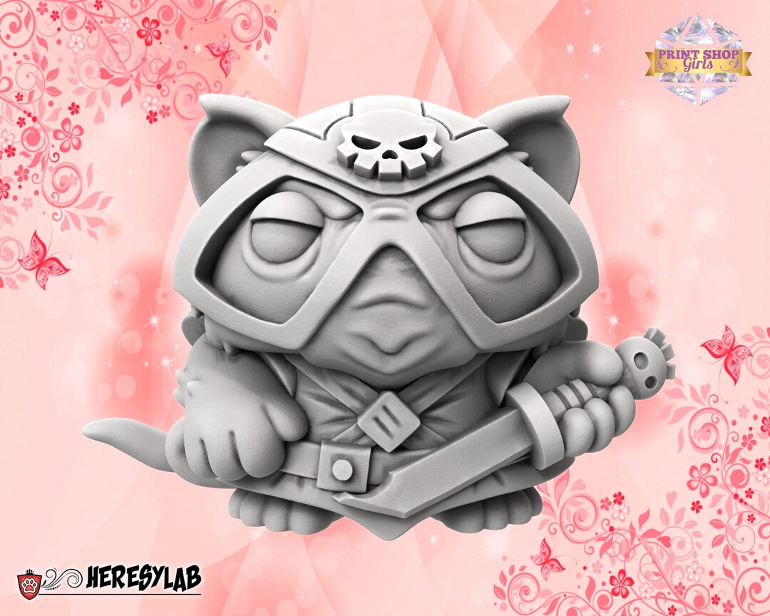 Cat Assassin Miniature | Cute Chibi Animal Adventurer Figure | Fantasy ...