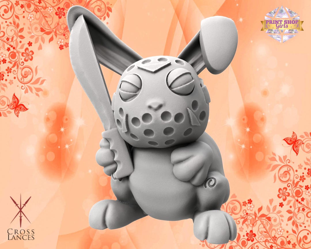 Rabbit With Hockey Mask Miniature Crazy Halloween Rabbit Character ...