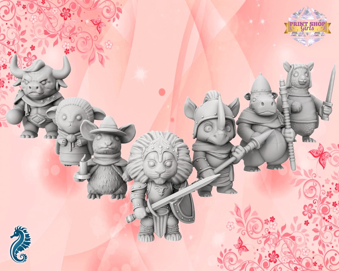 Animal Adventurer NPC Set Miniature Cute Animal Adventurer Figure ...