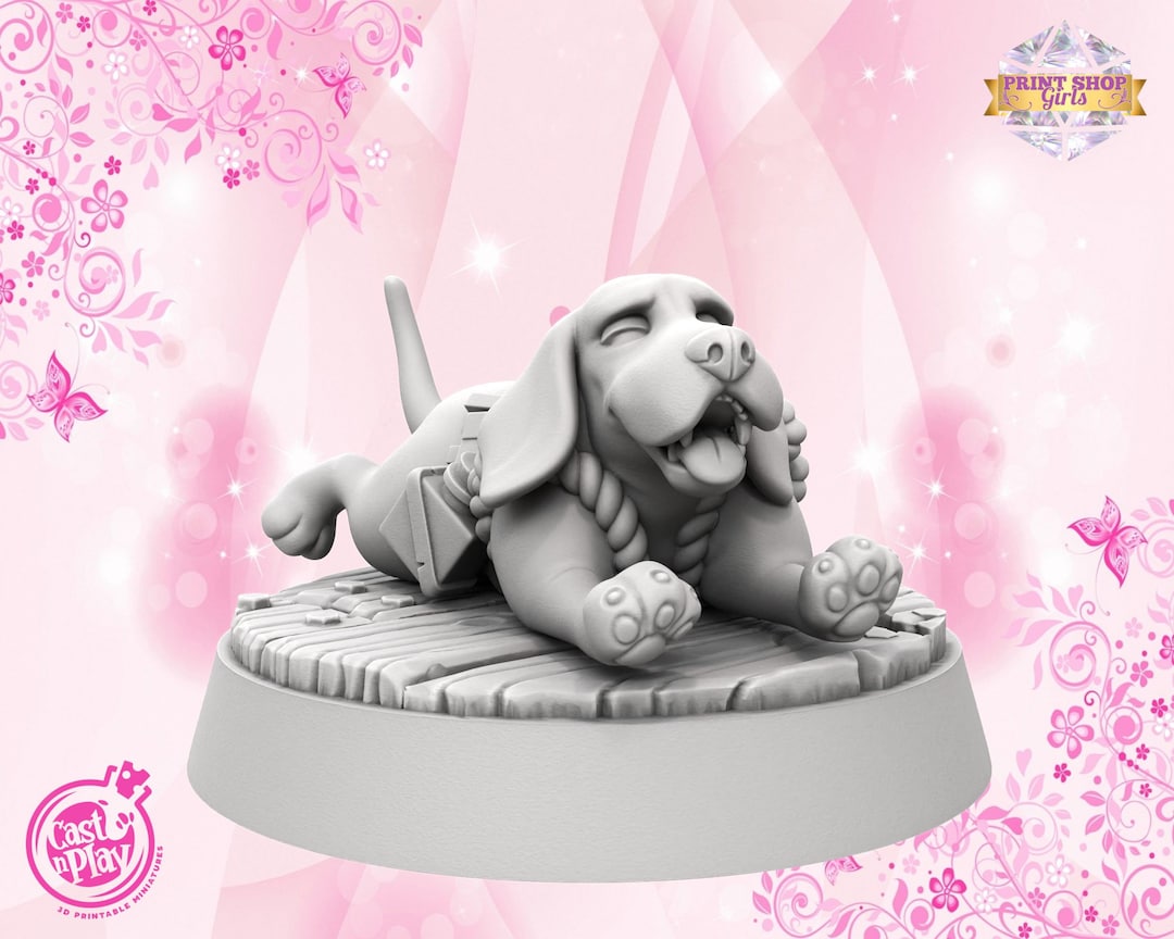 Waking Beagle Miniature Cute Dog Figurine Special Fantasy Gift 3D ...