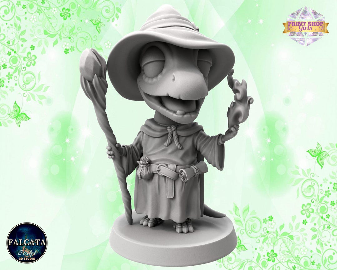 Diplodocus Mage Miniature | Dinosaur Wizard Fantasy Figure | Little ...