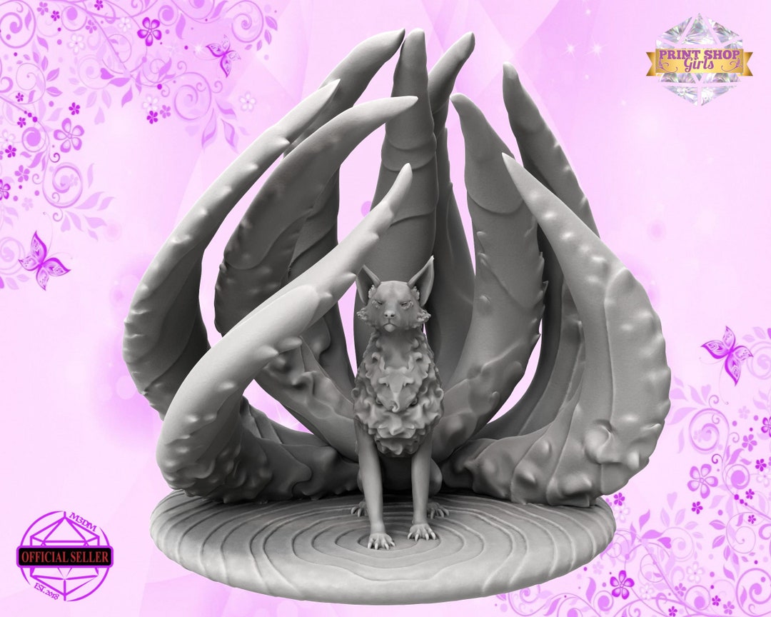 Nine-tailed Fox Miniature | Cute Fantasy Animal Figurine | Special DIY ...
