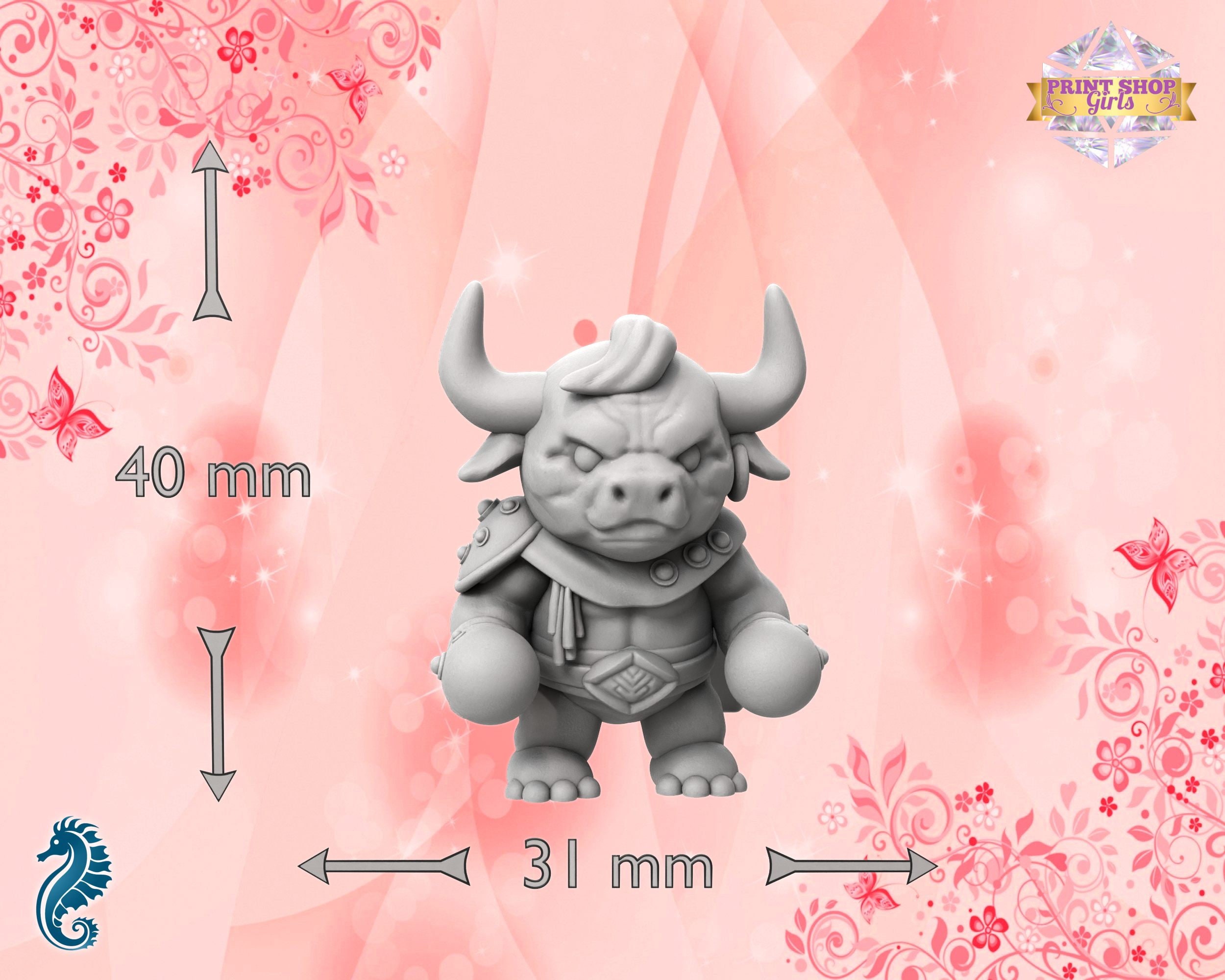 Bull Bodyguard Miniature | Cute Animal Adventurer Figure | Fantasy DIY ...