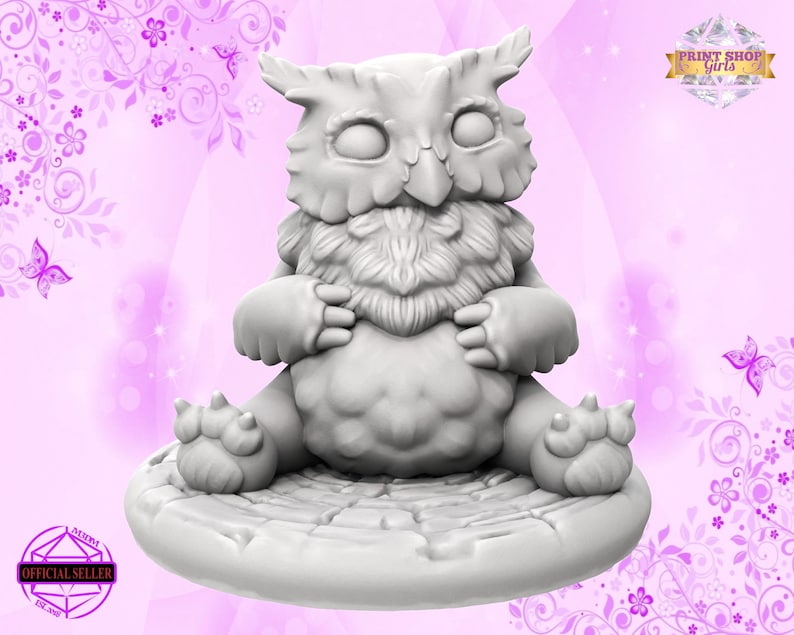 Baby Owlbear Miniature | Cute Fantasy Animal Figure | Special DIY Gift ...