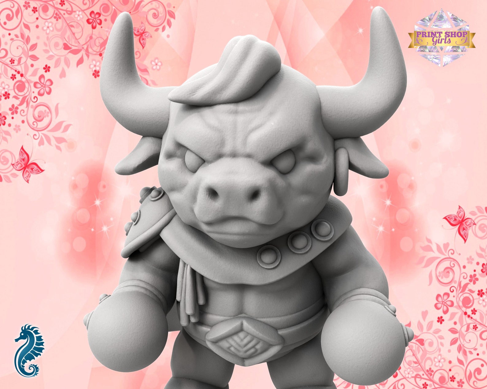 Bull Bodyguard Miniature | Cute Animal Adventurer Figure | Fantasy DIY ...