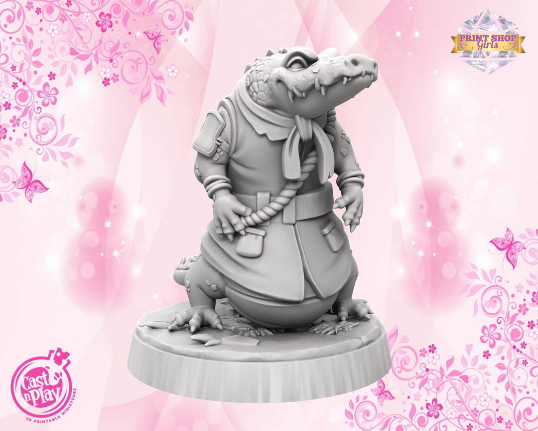 Alligator Wanderer Miniature | Adventurer Crocodile Figure | Cute ...
