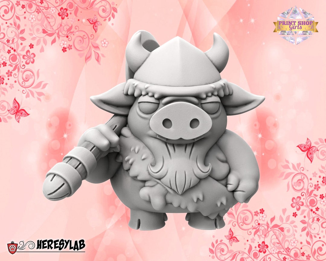 Pig Barbarian Miniature Cute Chibi Animal Adventurer Figure Fantasy DIY ...