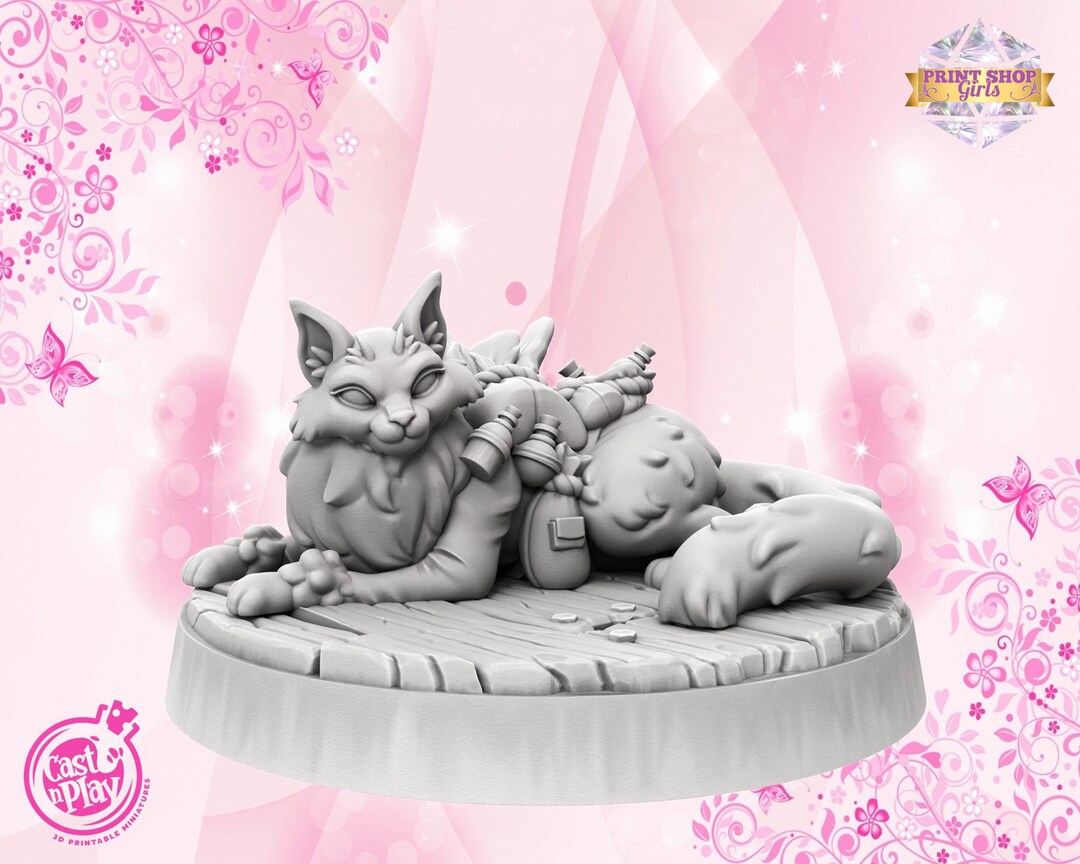 Watchful Druid Cat Miniature | Maincoon Explorer Figure | Cute Animal ...