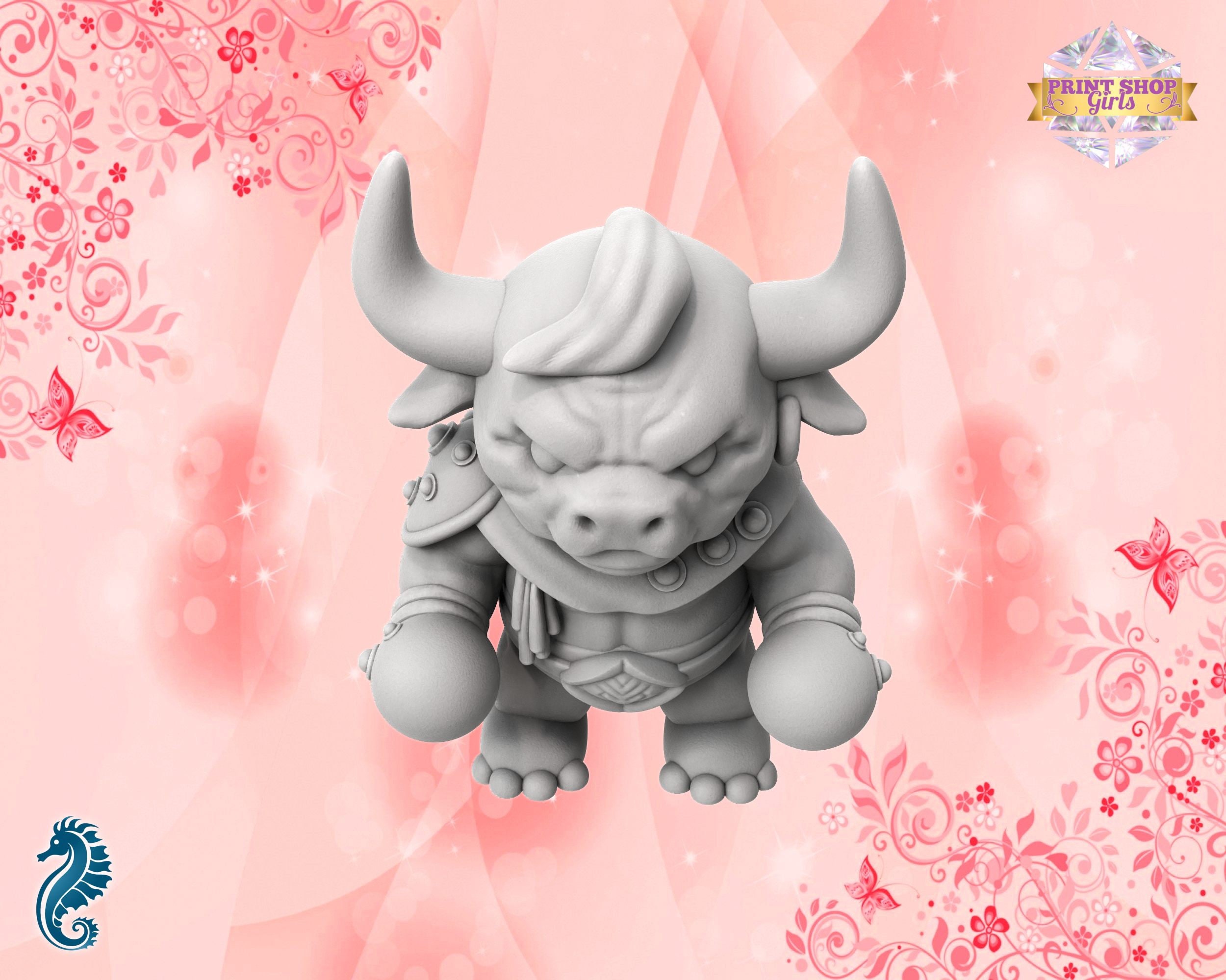 Bull Bodyguard Miniature | Cute Animal Adventurer Figure | Fantasy DIY ...