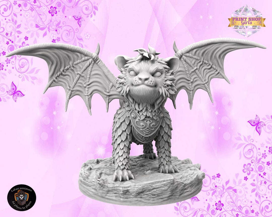 Manticore Hatchling Miniature | Cute Fantasy Mythical Creature Figurine ...