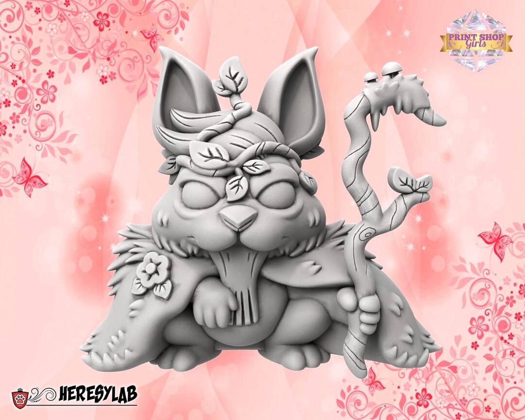 Rabbit Druid Miniature | Cute Chibi Animal Adventurer Figure | Fantasy ...