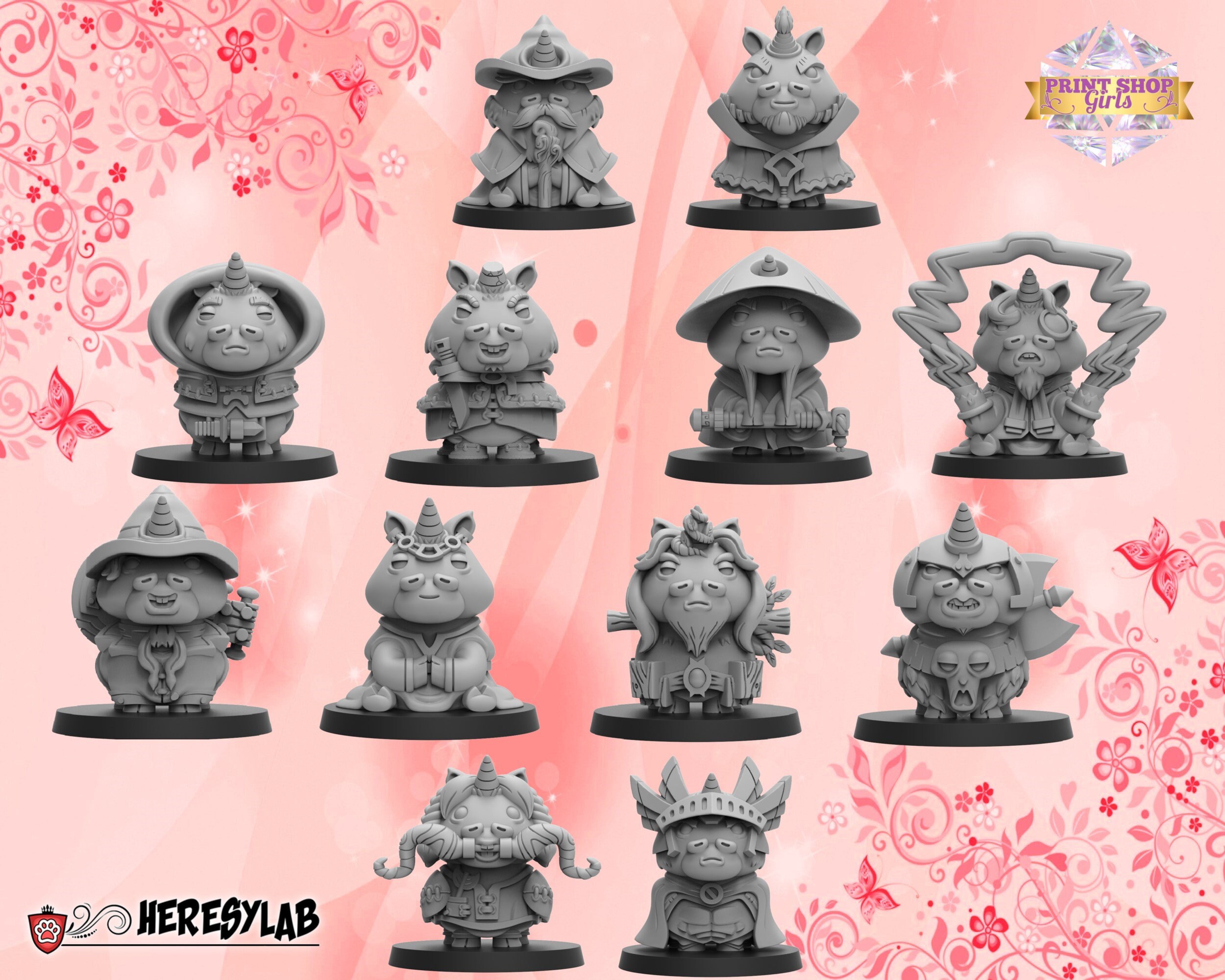 Unicorn Wizard Miniature | Cute Chibi Animal Adventurer Figure ...