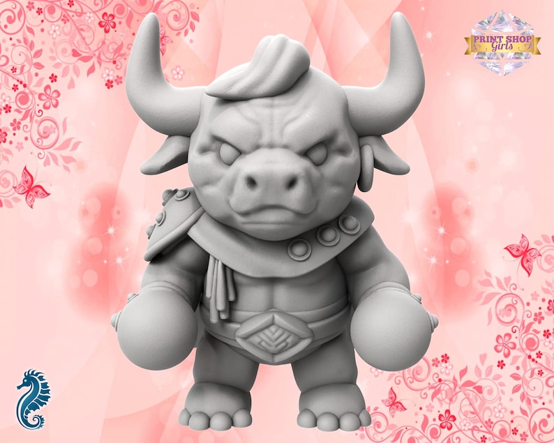 Bull Bodyguard Miniature | Cute Animal Adventurer Figure | Fantasy DIY ...