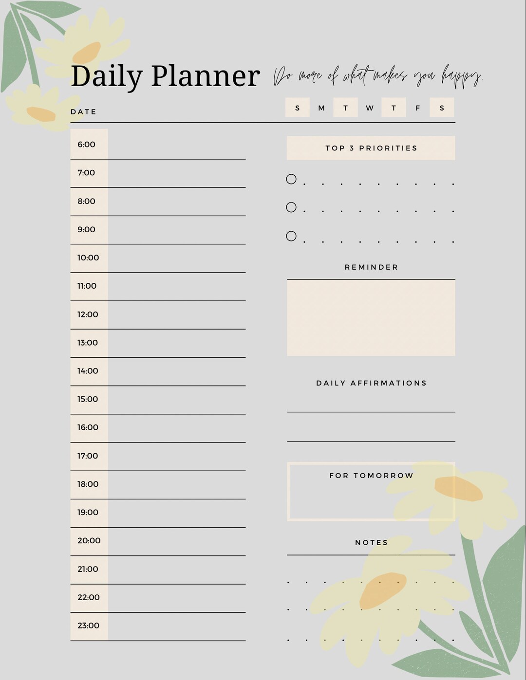Happy Daily Planner Sheet - Etsy