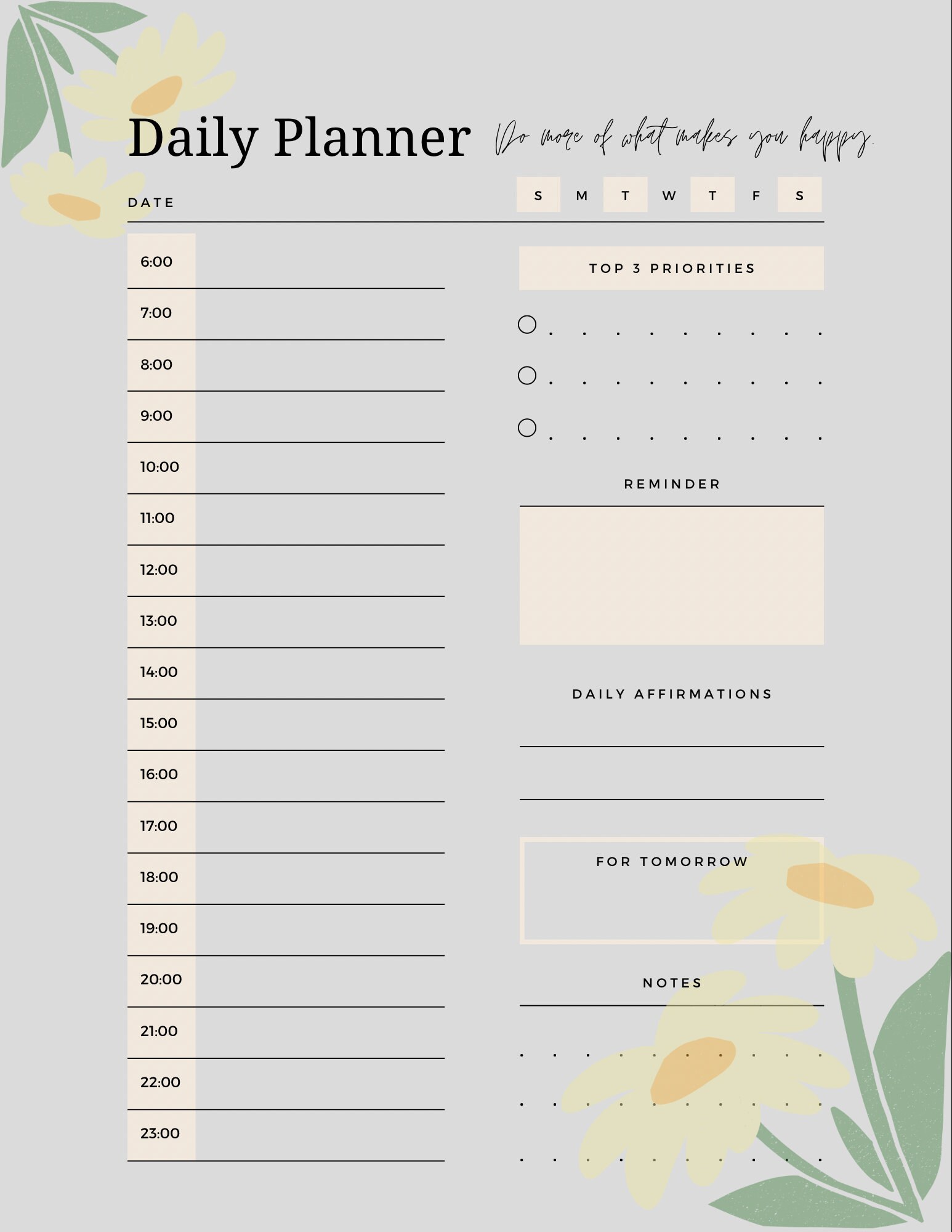 Happy Daily Planner Sheet - Etsy