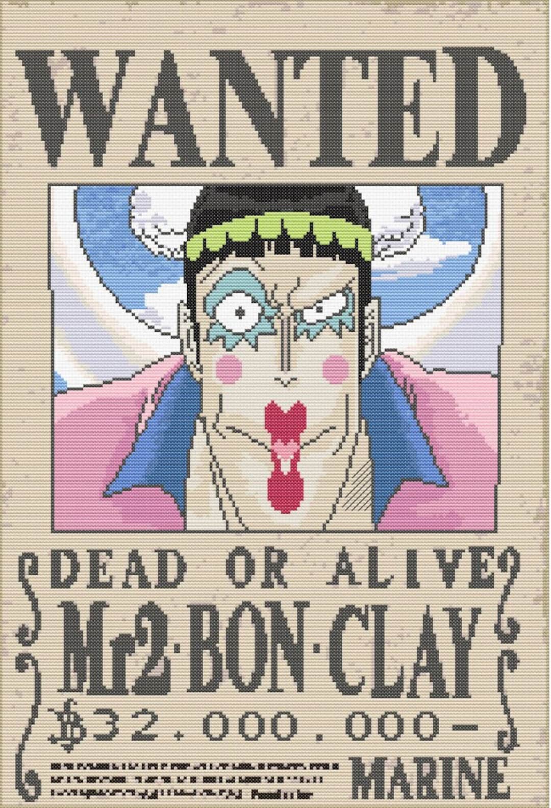 One Piece Bon Clay Bounty Poster - Cross Stitch Pattern - Etsy